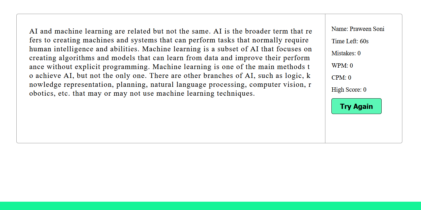 Typing Speed || Coding Mobile